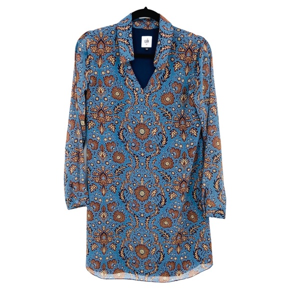 CAbi | Dresses | Cabi Provincial Tunic Shirt Dress 3295 Blue Brown ...